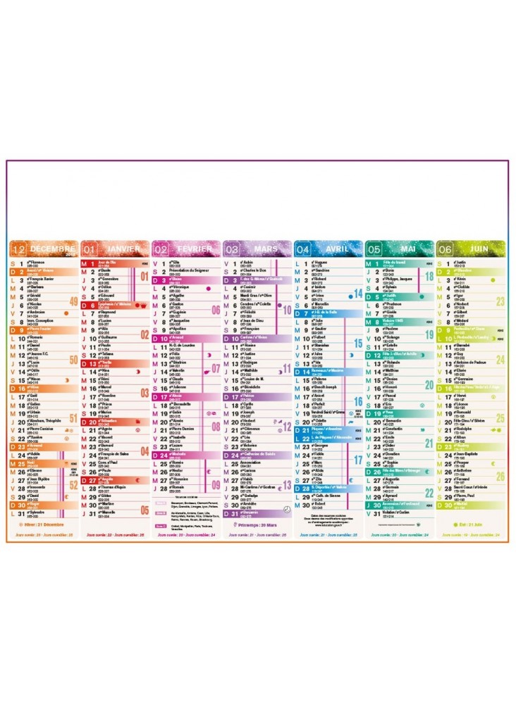Calendrier Publicitaire 4 Saisons 7 mois