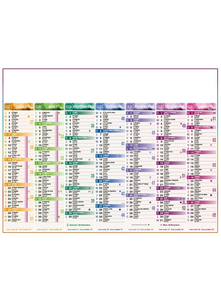 Calendrier Publicitaire 4 Saisons 7 mois