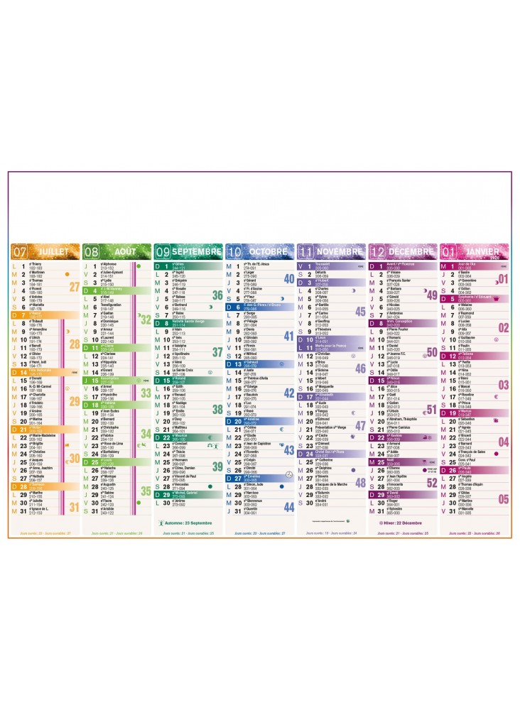 Calendrier Publicitaire 4 Saisons 7 mois